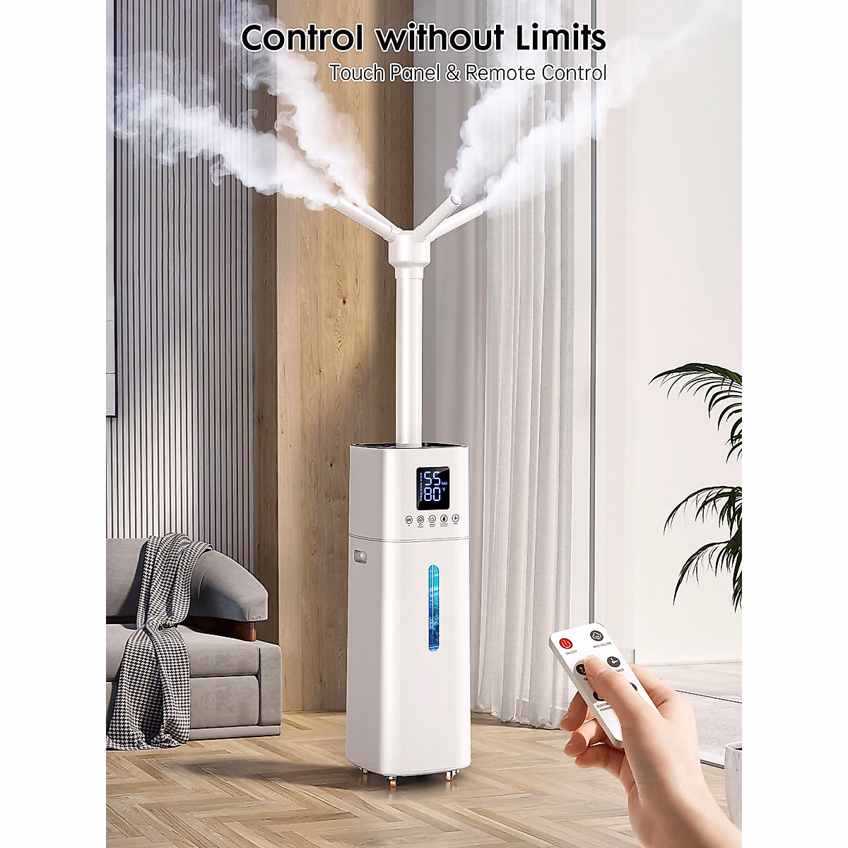 15L/4Gal Humidifier Large Room for 2000ft², Humidifiers for Bedroom Large Room, Air Humidifiers for Home, 600ml/h Misting, 60H Runtime, Essential Oil Box, Easy to Move, Top Fill Design, Auto Shut Off