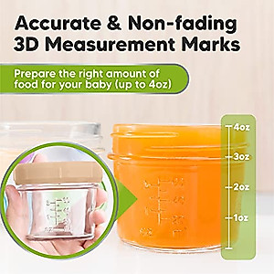 KeaBabies 6-Pack Glass Baby Food Containers - 4 oz Leak-Proof, Microwavable, Glass Baby Food Jars - Baby Food Storage Containers - Baby Bullet Jars with Lids, Freezer Safe (Musk Dusk)