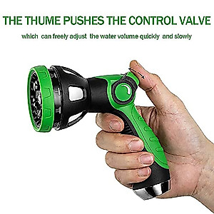 Garden Hose Nozzle Sprayer Thumb Control High Pressure Pistol Grip Easy Water Control- Hose Spray Nozzle Best for Watering Plants Cleaning & Car Wash/Features 10 Spray Nozzle