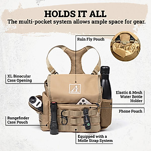 XL Binocular Harness Chest Pack | Bino Harness with Rangefinder Pouch | Chest Rig Harness with Tactical Gear Molle Binocular Chest Harness | Binoculars Hiking Pack | Range Finder Hunting Pack