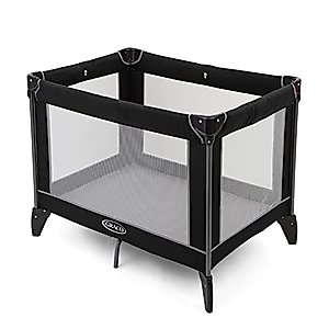 Graco Compact Travel Cot (Birth to 3 Years Approx.) with Signature Push-Button Fold, Black/Grey