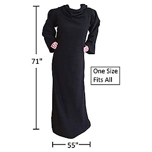 LA-Z Blanket Premium - Deluxe, Super Warm Wearable Reading Blanket with Pockets and Sleeves for Adults (Black)