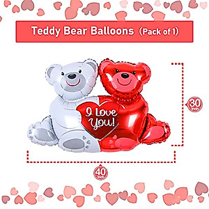Valentine Day Decoration, I Love You Balloons Teddy Bear Red Heart Balloons Set with 1000 Pcs Silk Red Rose Petals for Anniversary Romantic Decorations, Valentine's day party Wedding Flower Decoration