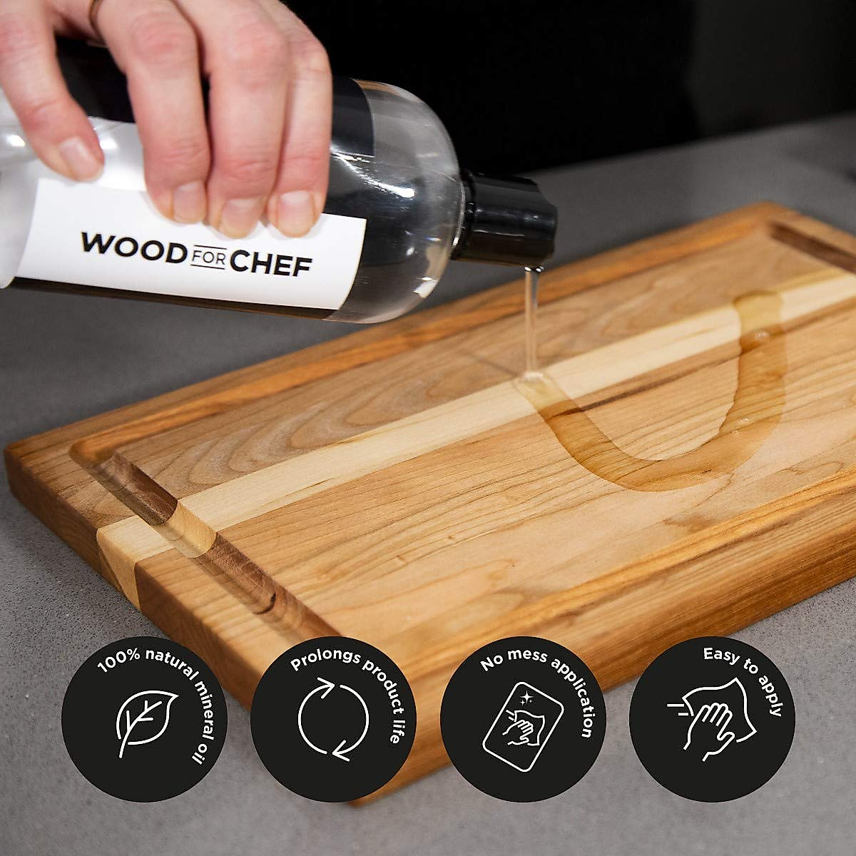 Cutting Board Food Grade Mineral Oil (8,5 oz) - Revitalize Cutting Board, Butcher Block, Countertops and Wood Utensils - Food Safe - Made in North America