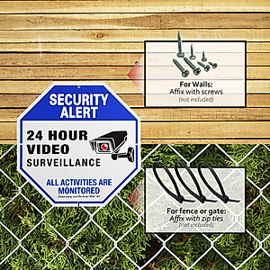 Sheenwang 2-Pack Security Camera Sign, Video Surveillance Signs Outdoor, UV Printed 40 Mil Rust Free Aluminum 10 X 10 in, Weatherproof and Heavy Duty Security Signs for Home or Business