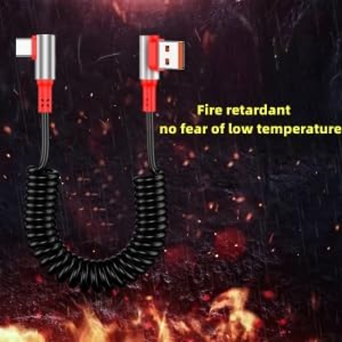 Coiled USB C 90 Degree Cable Double Elbow Charging Cable for Tesl GM Toyota Freightliner Kenworth Pickup Truck Android Auto and Samsung Google ASUS Laptop Game Type C Device