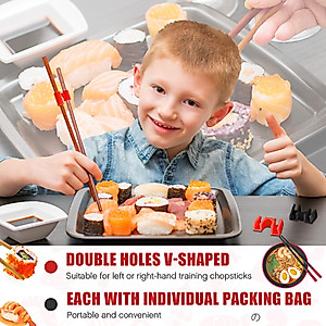 Suttmin 200 Pcs Reusable Chopsticks Helper Multicolor Training Chopsticks Hinges Connector Plastic Practice Chopstick Trainer Chinese Chop Stick Helper for Adult Learner Beginner (Red, Black)