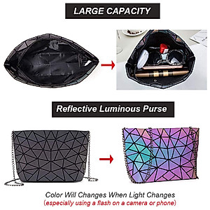 DIOMO Geometric Luminous Purses and Handbags for Women Holographic Reflactive Crossbody Bag (Green X)