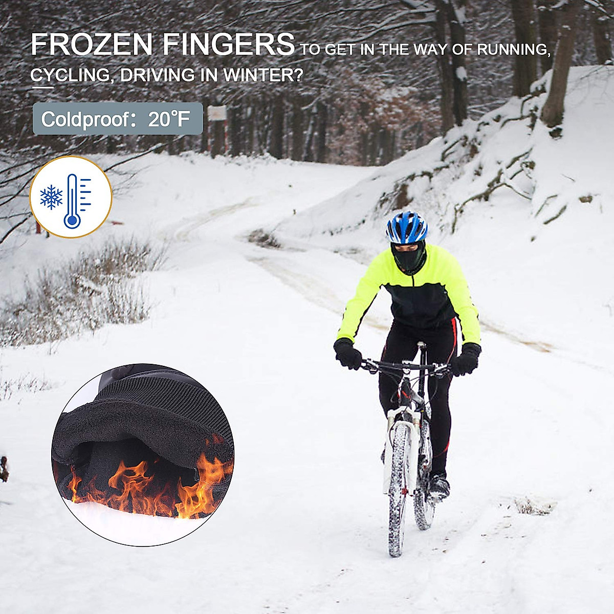 SkyGenius Winter Gloves for Men Women, Thermal Gloves Anti Slip Touchscreen Cold Weather Warm Gloves for Cycling Running Biking Driving Hiking(S)