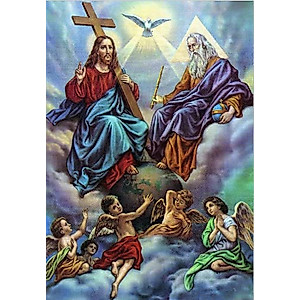 F-CANLAN Round Full Drill Diamond Painting Set, 5D God Cross Paint with Diamonds Cross Jesus Diamond Art Painting by Numbers for Adult Little Angel Diamond Painting with Gem Room Decor (12X16 inches)