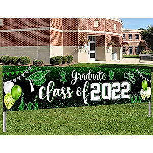 Class of 2022 Banner Decoration-Graduation Party Supplies,Large Congrats Grade Yard Sign Banner for 2022 Graduation Party Decoration (Green)