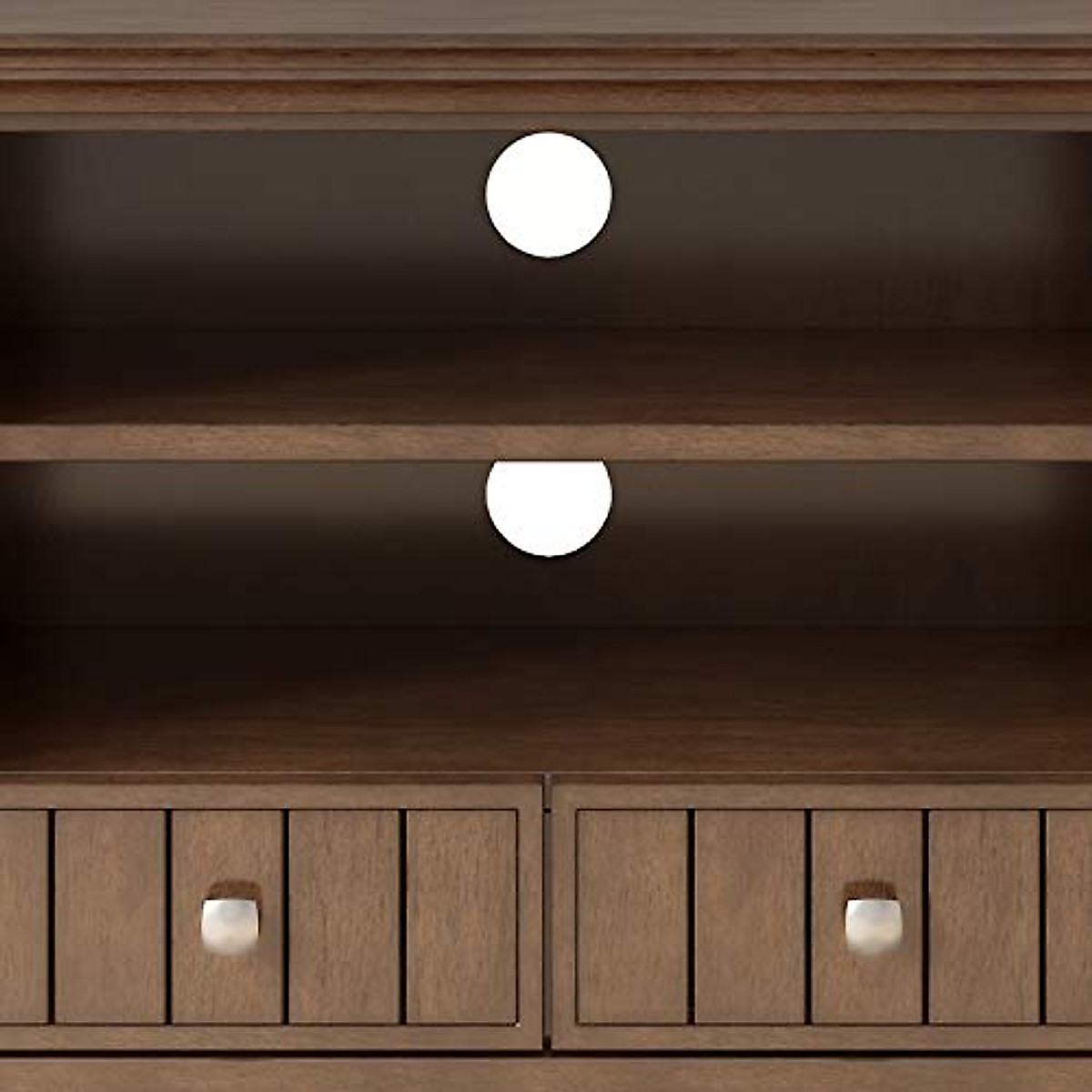 SIMPLIHOME Acadian SOLID WOOD Universal TV Media Stand, 60 Inch Wide, Transitional, for Flat Screen TVs up to 70 Inch, Rustic Natural Aged Brown