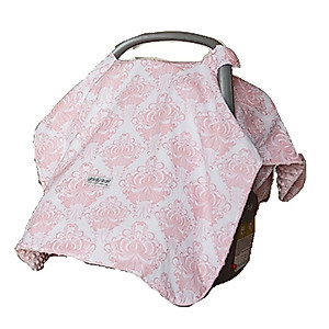 Carseat Canopy (Angelina) Baby Infant Car Seat Cover w/Attachment Straps and Minky Fabric