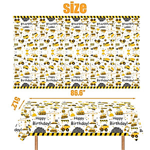 Letromp Construction Birthday Tablecloth Dump Truck Table Covers for Construction Theme Boys Baby Shower 1st 2nd 3rd 4th Bday Party Table Supplies Decorations