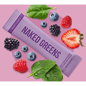 NAKED nutrition Mixed Berry Super Greens Powder Supplement Organic Greens Stickpacks