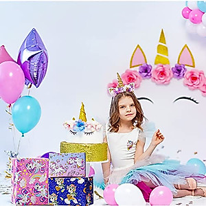 Titiweet Unicorn Wrapping Paper for Girls Kids - 12 Sheets Princess Wrapping Paper for Christmas Birthday Holiday, 20 x 28 Inches Per Sheet