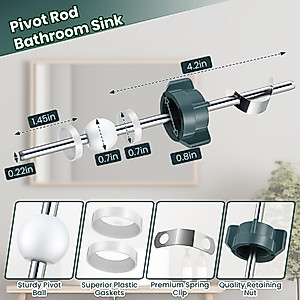 Enhon 1 Pack Lavatory Pop up Center Piece Assembly, Bathroom Sink Stopper Replacement with Seal Tape, Pivot Rod Bathroom Universal Sink Repair Kit, Compatible with Pfister Pop up Stopper PS2673