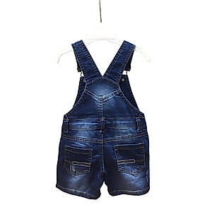 KIDSCOOL SPACE Baby & Little Girls/Boys Summer Shorts,Adjustable Jean Shortall Overalls,Blue,3-4 Years