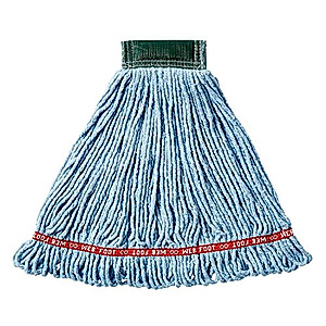Rubbermaid Commercial Products Web Foot Shrinkless Wet Mop Head Replacement, Medium, Blue, Heavy Duty Industrial Wet Mop For Floor Cleaning Office/School/Stadium/Lobby/Restaurant