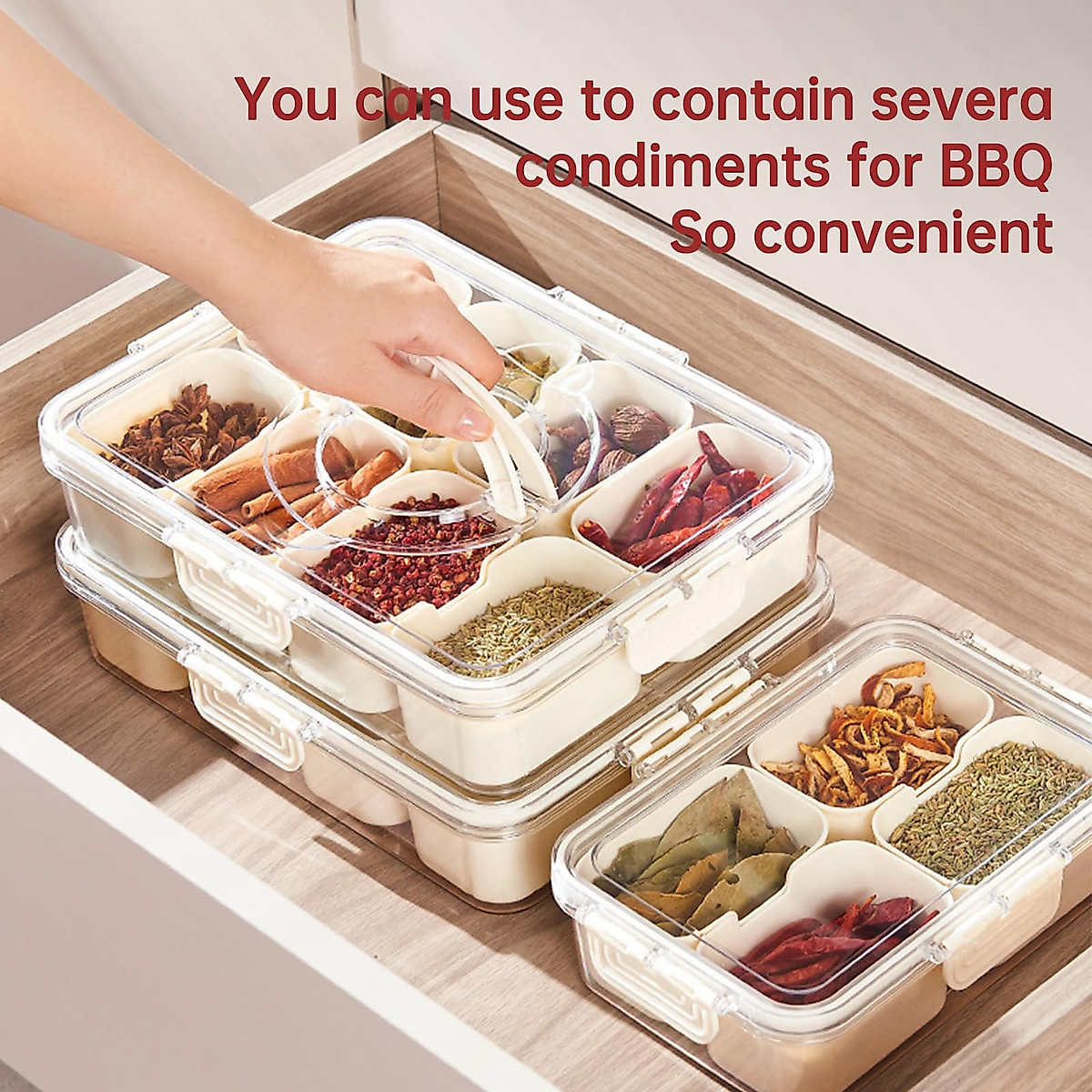 ALEXPRE Divided Serving Tray with Lid,Snack Box,Portable Snack Platters Organizer,Charcuterie Snackle Box Container with 8 Compartments & 5 Forks,Food Storage Containers,Keep Your Candy,Chips Fresh.