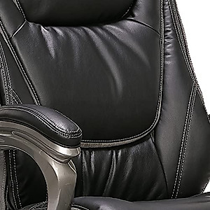 Serta Big and Tall Smart Executive Office ComfortCoils, Ergonomic Computer Chair with Layered Body Pillows, Big & Tall, Adjustable Height, Faux Leather, Black and Gray