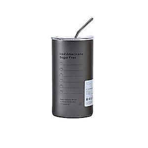 20OZ insulation and cooling ice cream cup, simple office portable car straw water cup, vacuum double-layer coffee cup, 304 stainless steel cold and hot drink travel cup (Gray)