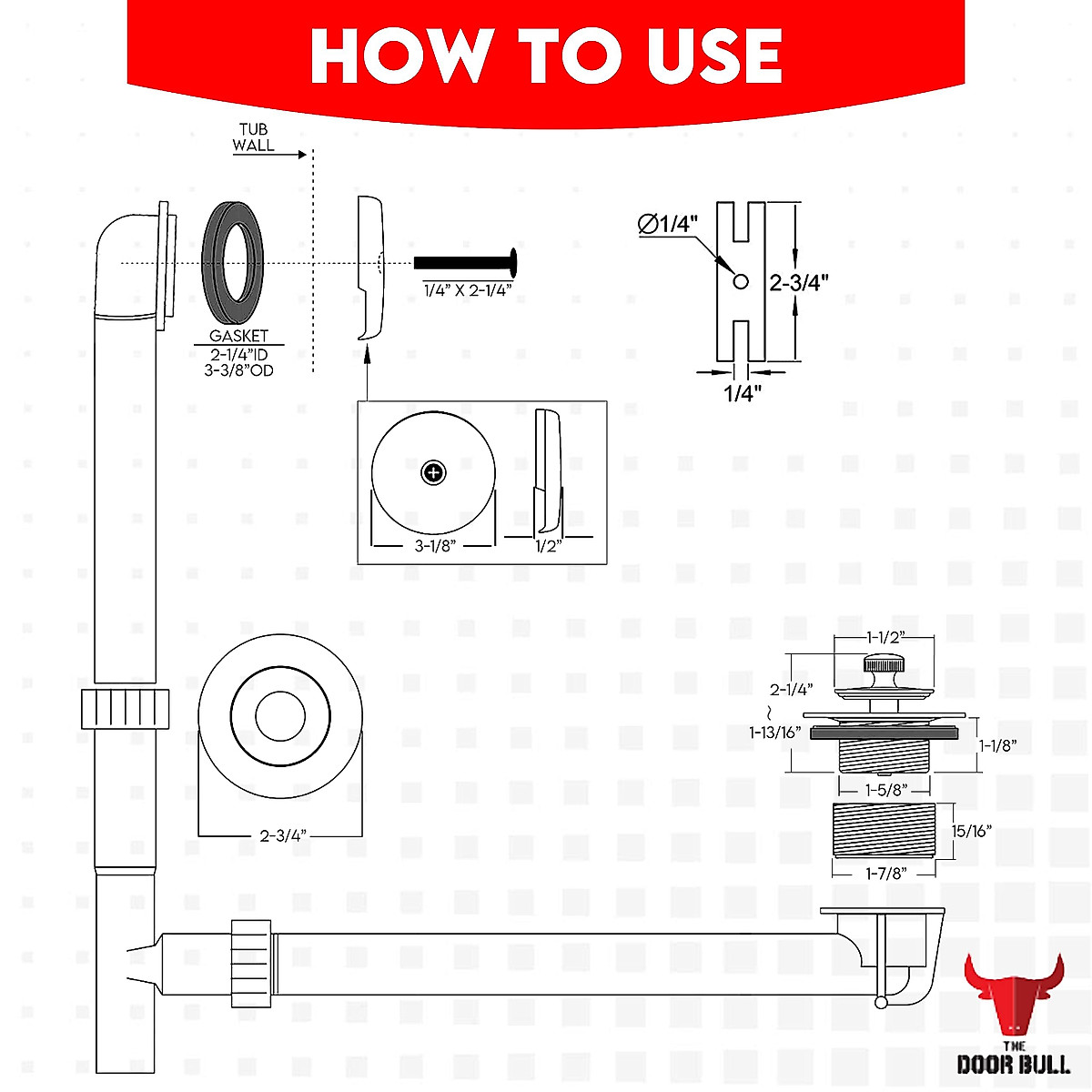 Lift and Turn Conversion Kit for Bathtub Drain Assembly, All-Brass Tub Drain | Includes Trim Waste, Single-Hole Overflow Face Plate and Removal Tool (Lift & Turn - Matte Black)