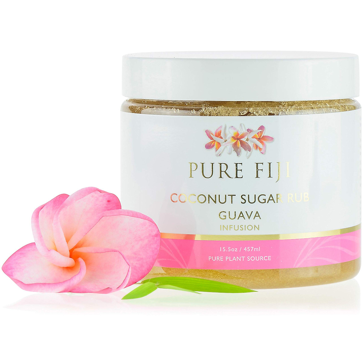 Pure Fiji Coconut Sugar Body Scrub - Body Exfoliator Scrub Natural Origin for Smooths and Softens Skin - Organic Exfoliating Sugar Scrub for Body, Guava, 15.5 Oz