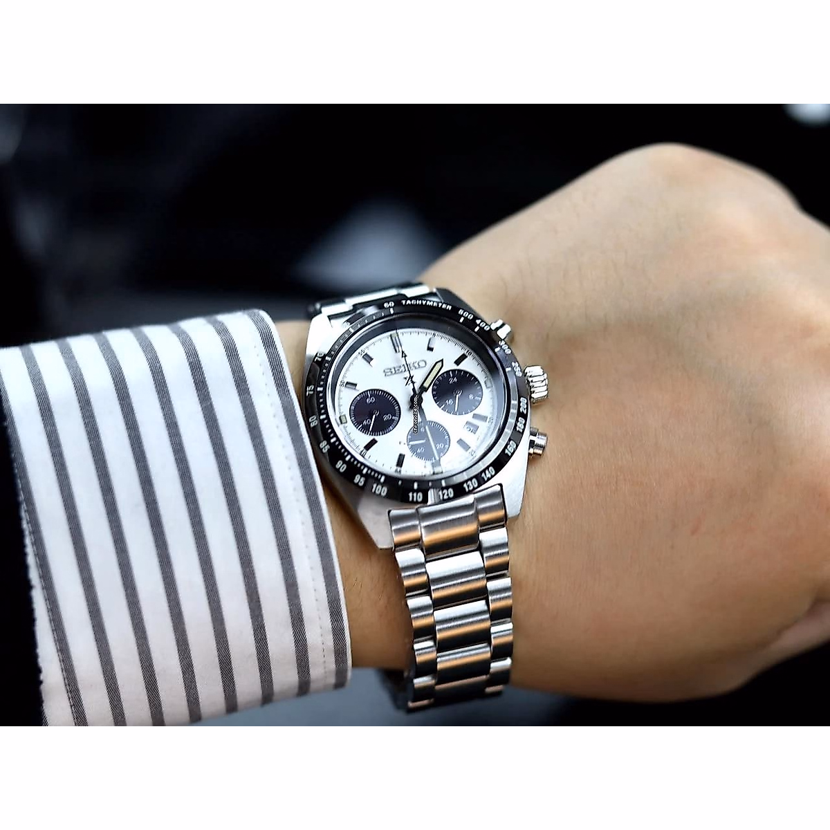 SEIKO Prospex Speedtimer Solar Chronograph Sports White Dial Watch SSC813P1