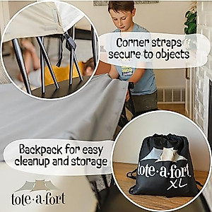 Tote a Fort Earthy XL Blanket Fort Building Kit - Portable Playhouse Play Tent Fort - Indoor & Outdoor Toy Set for Ages 4-12+ - STEM Toy - 4 Blanket Set