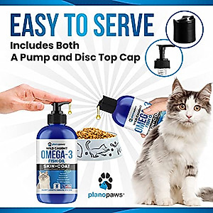Omega 3 Fish Oil for Cats - Better Than Salmon Oil for Cats - Kitten + Cat Vitamins and Supplements - Cat Health Supplies - Cat Dandruff Treatment - Liquid Fish Oil for Pets - Cat Shedding Products