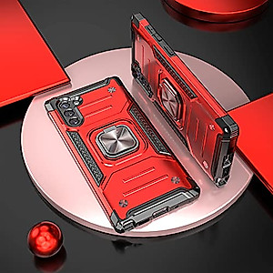 IDYStar Galaxy Note 10 Case for Women Girls, Hybrid Drop Test Cover with Card Mount Kickstand Slim Fit Protective Phone Case for Galaxy Note 10, Red