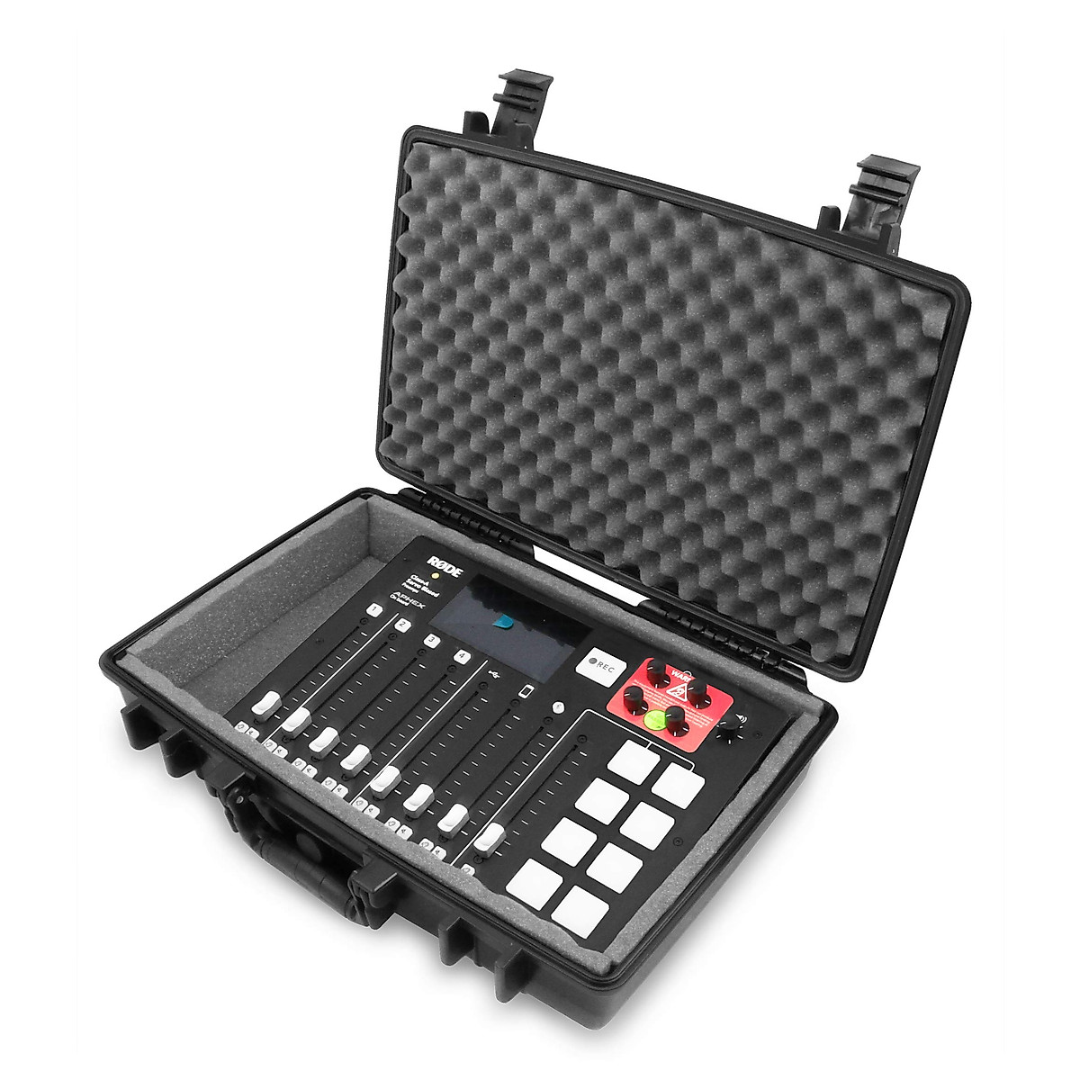 Casematix Waterproof Mixer Carry Case Compatible with Rode Rodecaster Pro Podcast Production Studio and Adapter - Hard Carry Case With Padded Foam