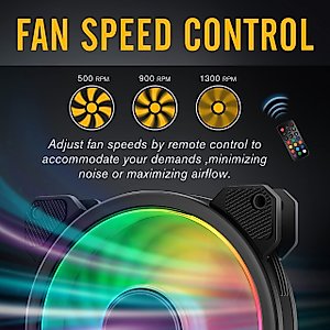 EZDIY-FAB 120mm Computer Case Fan,Motherboard Aura Sync Fan,High Airflow,Speed Adjustable, ARGB Fan with Fan Hub and Remote-5 Pack