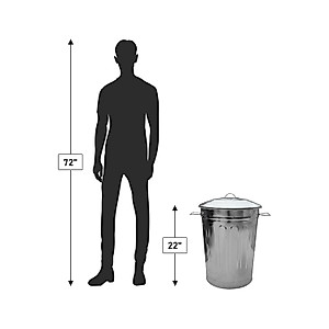 Plexon 13-Gallon Galvanized Steel Round Trash Can with Lid