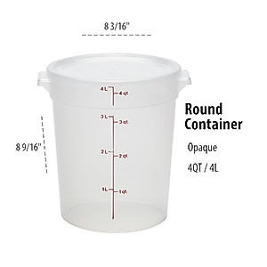 Cambro 4 QT (Quart) BPA-Free Round Food Storage Container with Lid (2 Pack) - Classic Series (Translucent)