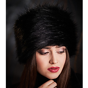 Futrzane Classic Cossack Hat - Faux Fur Hats for Women - Warm Furry Russian Hat (M, Black Classic)