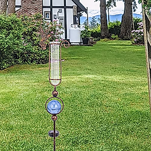 MUMTOP Rain Gauge Outdoor - 36 Inch Hummingbird Crackle Glass Solar Lights for Lawn, Yard and Garden