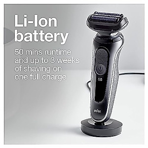 Braun Electric Razor for Men, Waterproof Foil Shaver, Series 5 5050cs, Wet & Dry Shave, With Beard Trimmer and Body Groomer, Rechargeable, Charging Stand Included, Blue