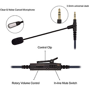 Cable Boom Microphone Compatible with HyperX Cloud Flight | 3.5mm Jack Headphone - Volume Control for Playstation PS4 or Xbox One Controller, PC, Tablet,Laptop,Smartphone - Boompro Gaming Mic (150CM)