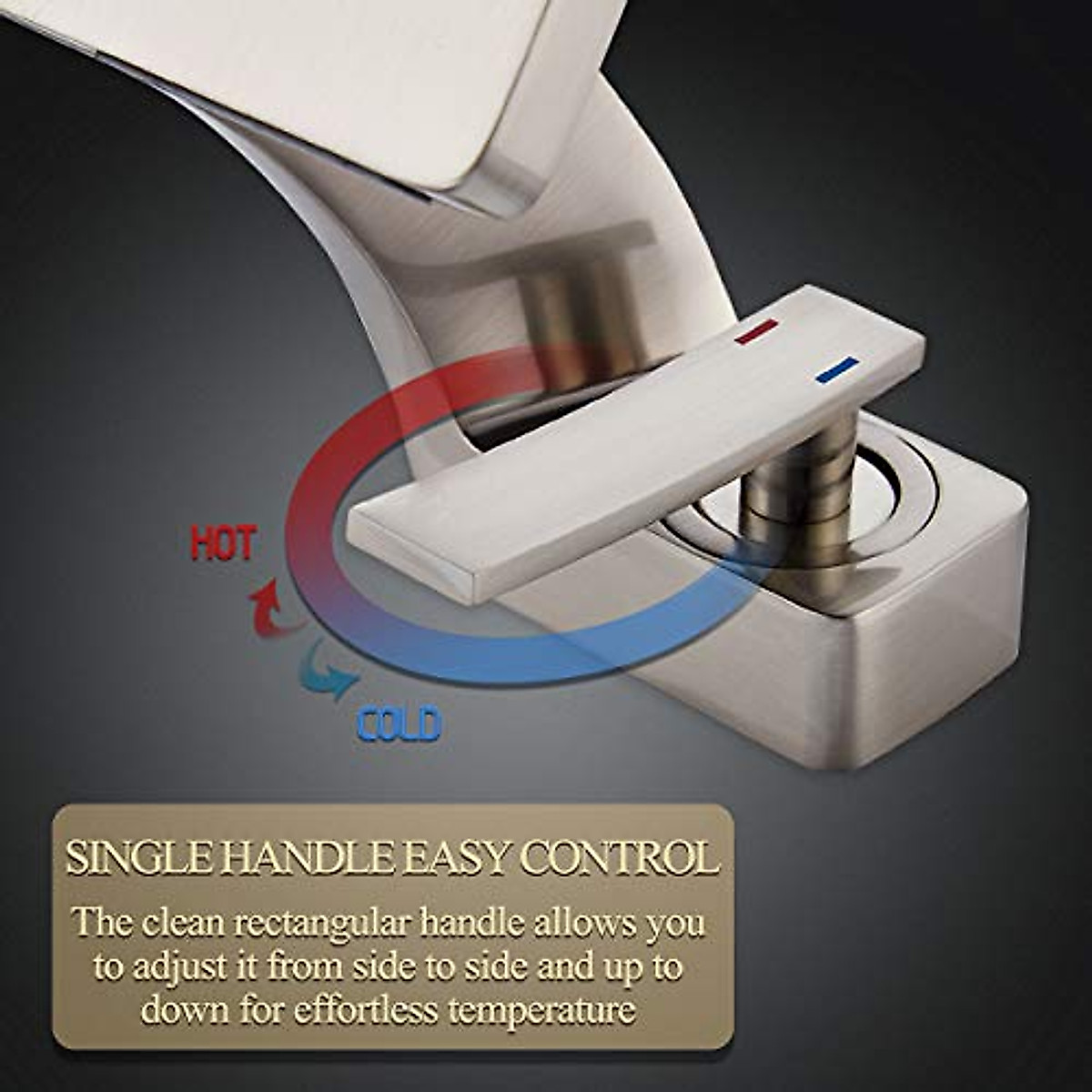 becola Bathroom Sink Waterfall Faucet,Solid Brass Single Handle Hot and Cold Water Mixer Tap, Lavatory Vanity Sink Faucet Including Two US Standard 3/8" Hoses(Brushed Nickel)