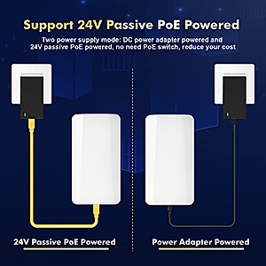 Outdoor Wireless Bridge, Point to Point WiFi Bridge, 2.4GHz 500M-1KM Distance, 2X 100Mbps Ethernet Port, 24V PoE Adapter, 2 Pack