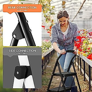 ASPERLAD Step Ladder Folding 2 Step Stool Adult with Wide & Anti-Slip Pedals Ergonomic Portable Steel Ladders for Household, Kitchen, Office 330LB