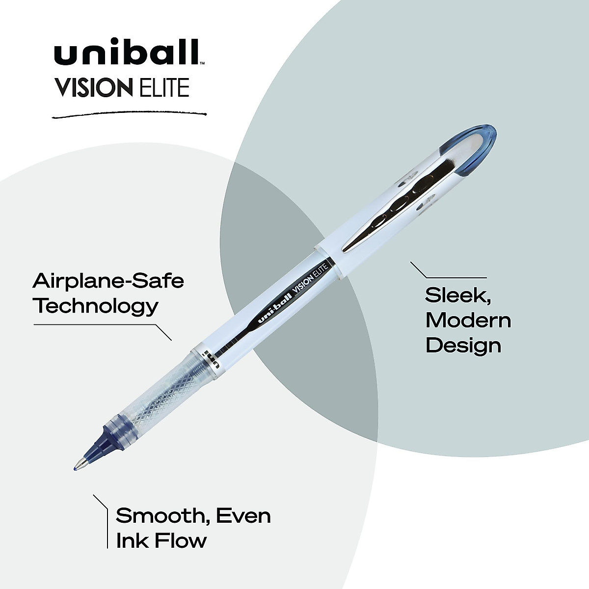 uni-ball Vision Elite BLX Infusion Rollerball Pens Bold Point, 0.8mm, Blue/Black, 12 Pack
