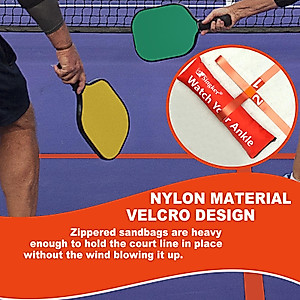 Singker PortablePickleball Court Marking Kit,Innovative, 10 Zippered sandbags Keep thewind from Messing Around,Temporary Pickleball Boundary Lines, 8 Nylon webbings, Net Not Included