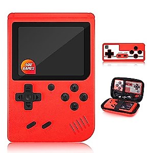 Retro Handheld Game Console with 400 Classical FC Games 3.0 Inches Screen Portable Video Game Consoles with Protective Shell Handheld Video Games Gameboy Support for Connecting TV & Two Players(Red)