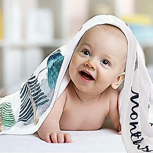 Yoothy Baby Monthly Milestone Blanket for Boy Girl Gender Neutral Gift for Baby Shower, Mountain Blanket for Newborn Picture, Wreath &12 Stickers Included, Soft Flannel Blanket 45''x40''