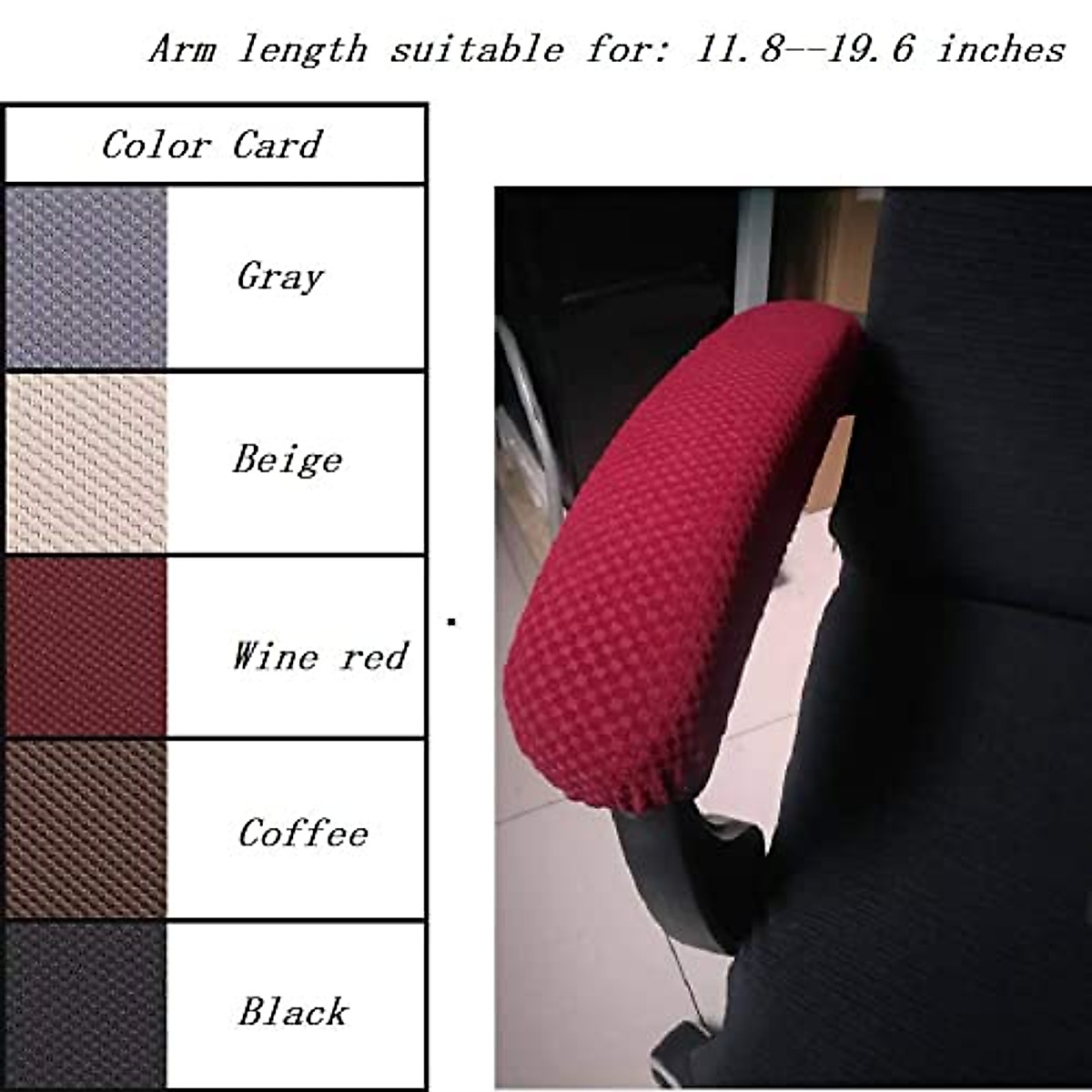 Ousicas Chair Arm Pad Covers Overs,Removable Washable Office Chair Armrest Covers Pads (Black)