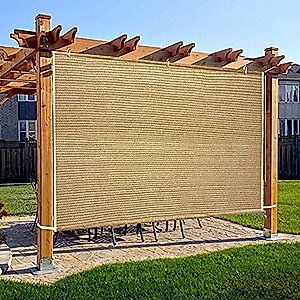 Shatex Garden Shade Fabric Adjustable Vertical Side Wall Panel for Patio/Pergola/Window 6x5ft Wheat