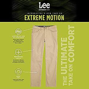 Lee Men's Extreme Motion Straight Fit 5 Pocket Pant, Union-All Black, 36W x 30L
